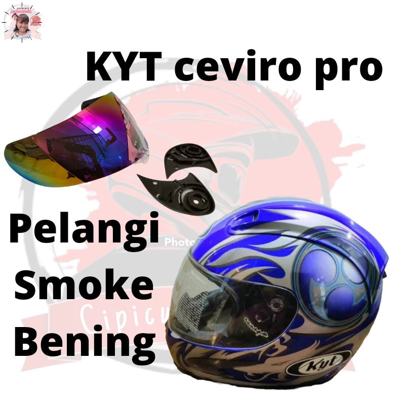 Jual kaca helm KYT ceviro pro full face pelangi smoke bening rachet ...