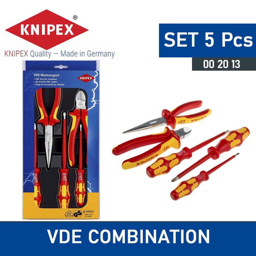 Jual KNIPEX 00 20 13 Tang Obeng Listrik Set Tool Set VDE 5 Piece ...