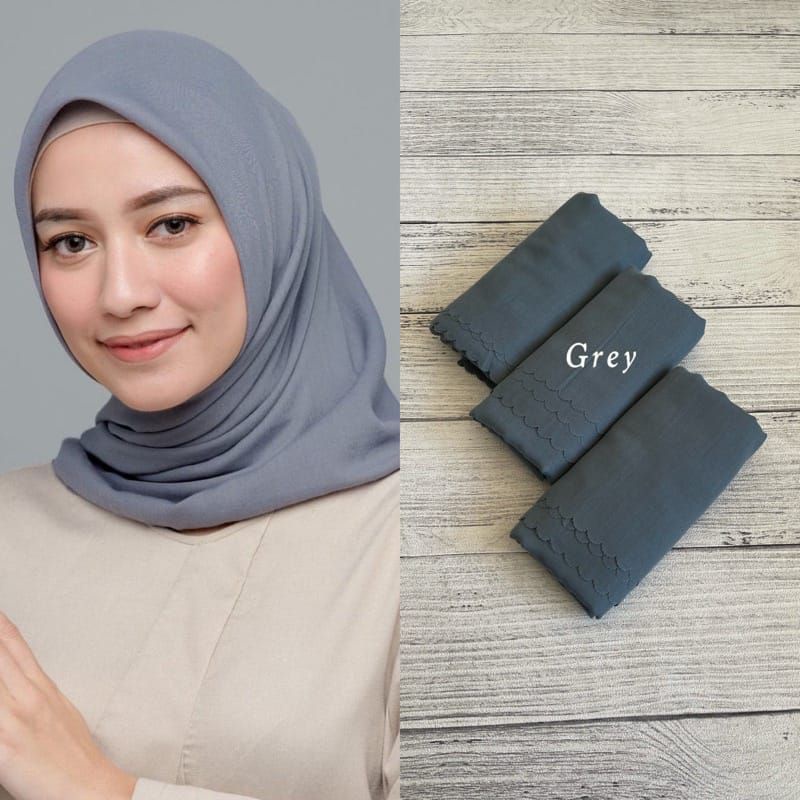 Jual Hijab bahan DenayVoal polos warna grey | Shopee Indonesia