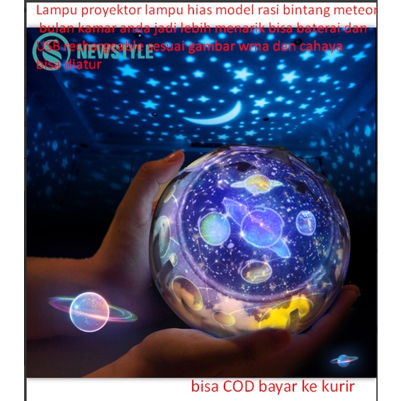 Jual Lampu proyektor lampu hias model rasi bintang meteor bulan kamar ...