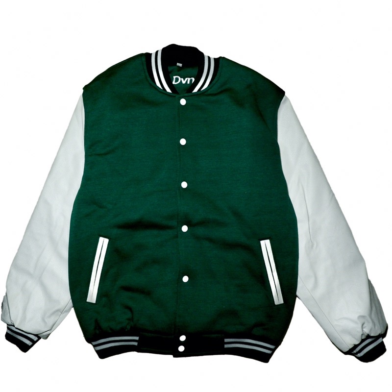 Jual VARSITY JACKET BASIC BOXY FIT - GREEN WHITE | Shopee Indonesia