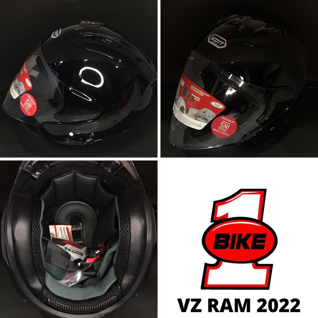 Jual Helm Scott Ram 4 Black Polos / Scott Ram 4 2025 / Helm Half face ...