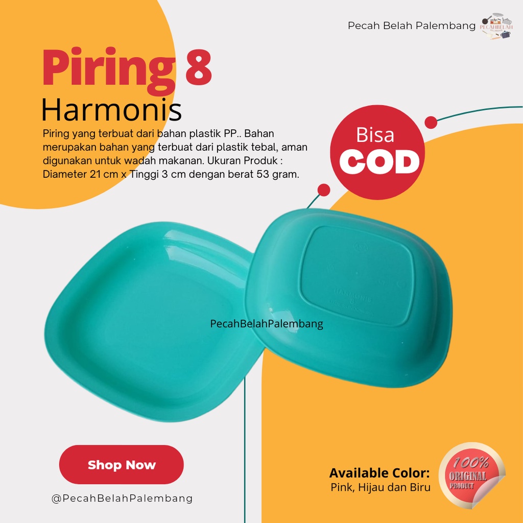Jual Piring Makan Plastik Lusinan 8 dan 9 Harmonis Murah (Harga 1 lusin ...