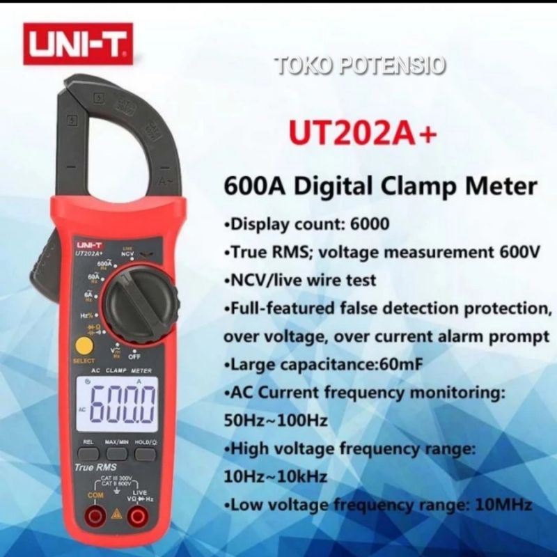 Jual CLAMP METER/ TANG AMPER UNI-T UT202A+ DIGITAL | Shopee Indonesia