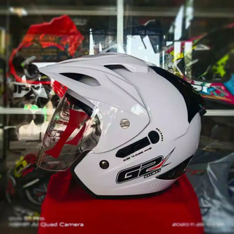 Jual Helm G2 Exterminator Polos Half Face Double Visor | Shopee Indonesia