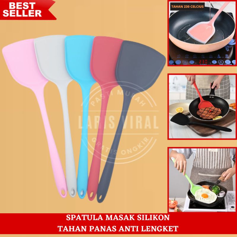 Jual Spatula Masak Full Silikon Gagang Panjang Tahan Panas Anti Leleh ...