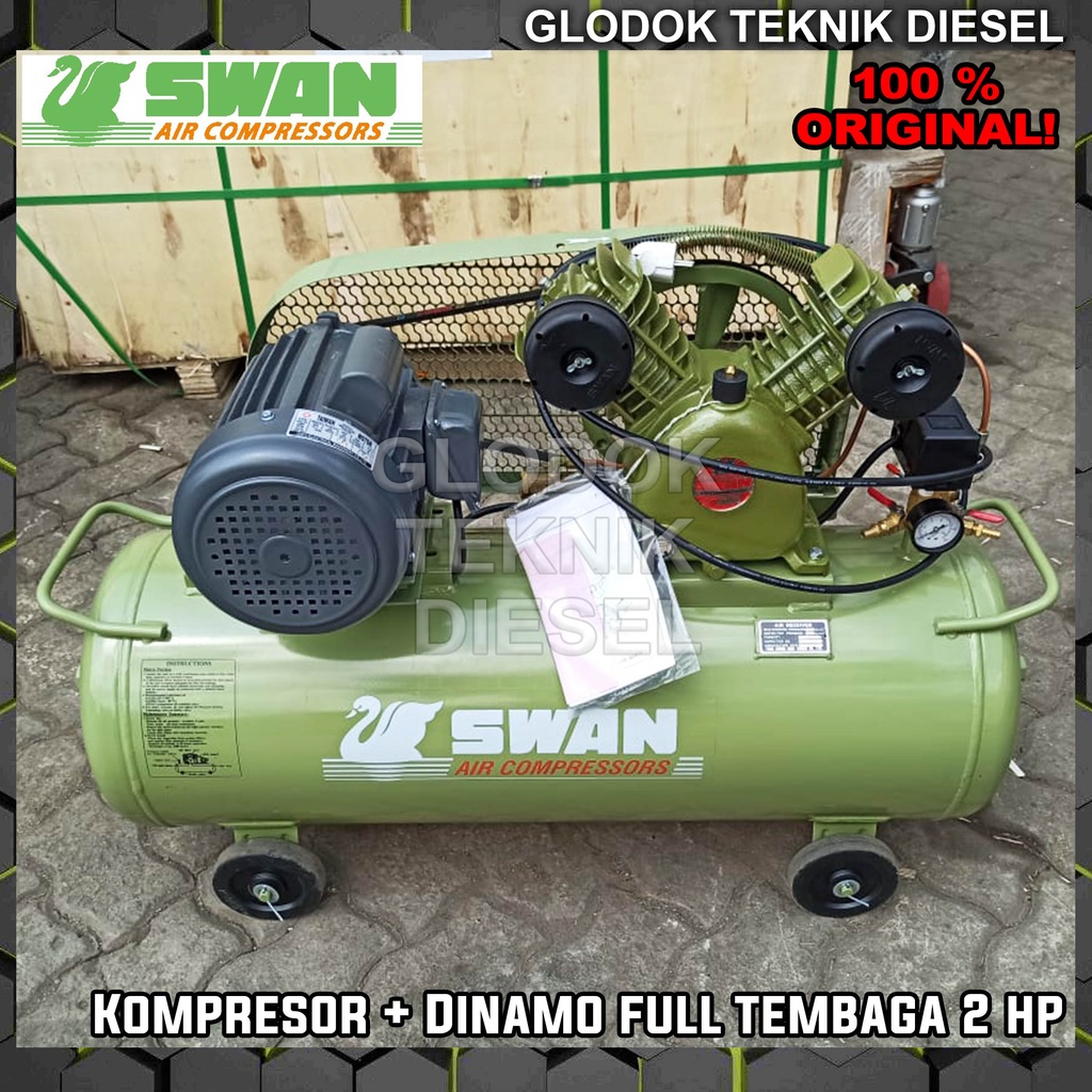Jual SWAN Air Compressor 2 HP + Dinamo Motor Listrik 2 PK KOMPRESOR ...