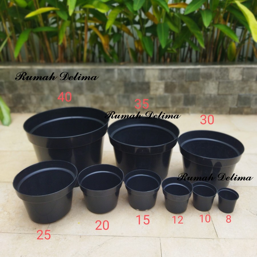 Jual Pot Bunga Tanaman Hitam NKT Polos Uk. 8 10 12 15 17 & 20 | Shopee ...