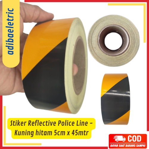 Jual Stiker Reflective Police Line - Kuning hitam 5cm x 45mtr | Shopee ...