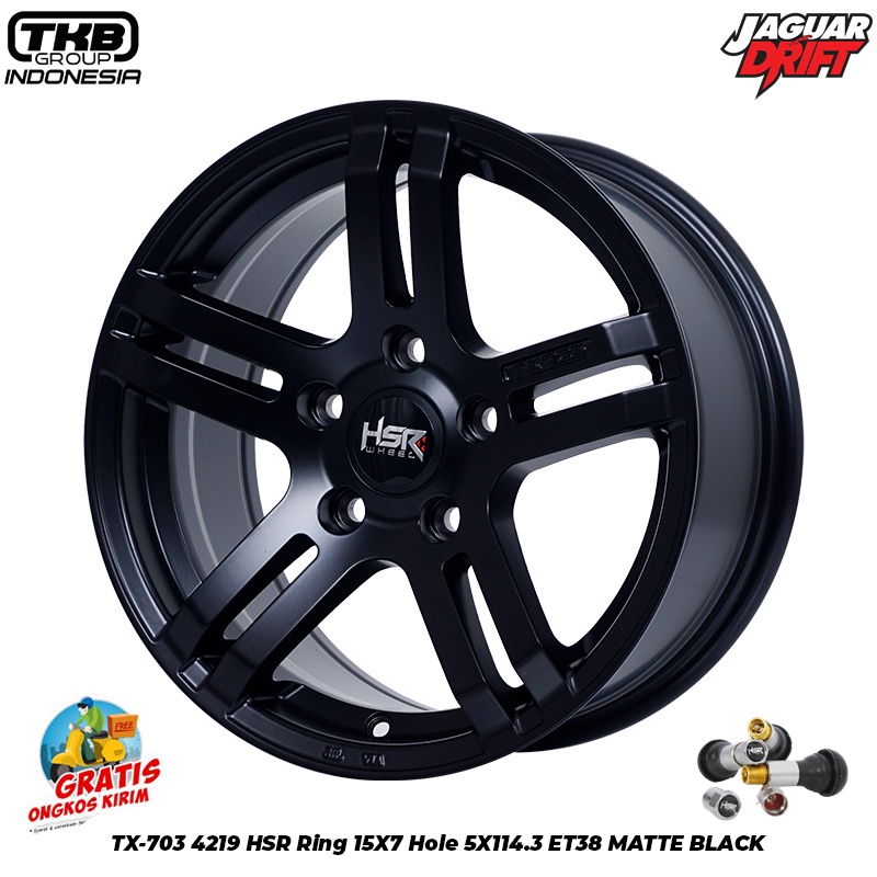 Jual Velg Racing Mobil Original Hsr TX-703 R15 Lebar 7 Baut 5X114.3 ET 38 Warna Matte Black ...