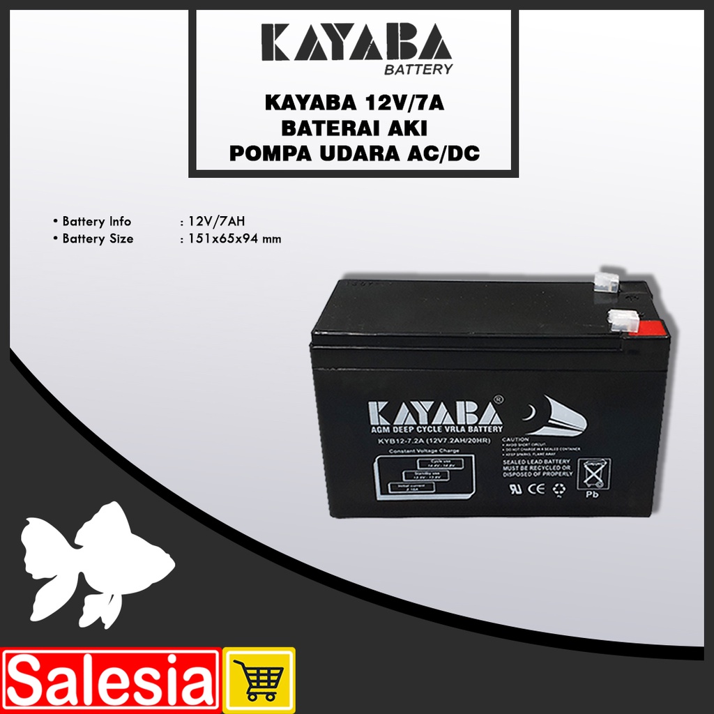 Jual AKI ACCU KAYABA 12V 7A BATERAI AERATOR SUNSUN YT 828 838 848 CP 80 | Shopee Indonesia