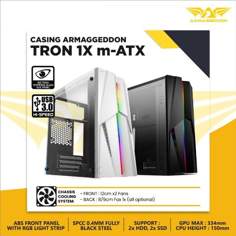 Jual Casing PC Armaggeddon Tron 1X With LED RGB Strip Casing Gaming ...