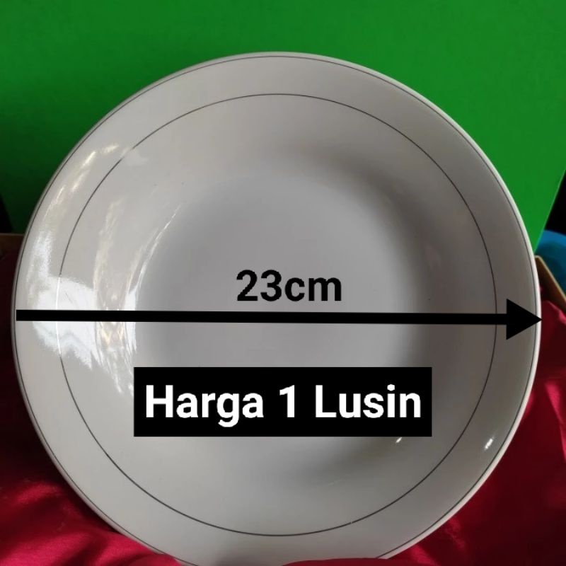Jual piring makan piring keramik Lis Emas ukuran 9 inchi (23cm) HARGA 1 ...