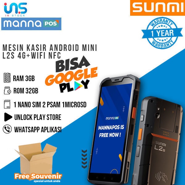 Jual Mesin Kasir Android Mini Portable SUNMI L2s 4G+Wifi NFC RAM 3/32GB ...