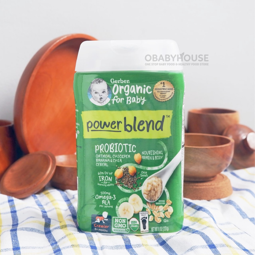 Jual Gerber Organic PowerBlend Probiotic - Oatmeal Chickpea, Banana ...