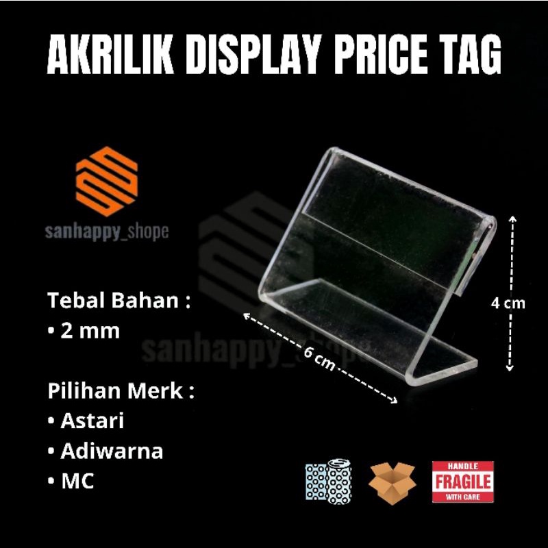 Jual PRICE TAG AKRILIK RAK STAND DISPLAY LABEL HARGA PRODUK UK 4 X 6 CM ...