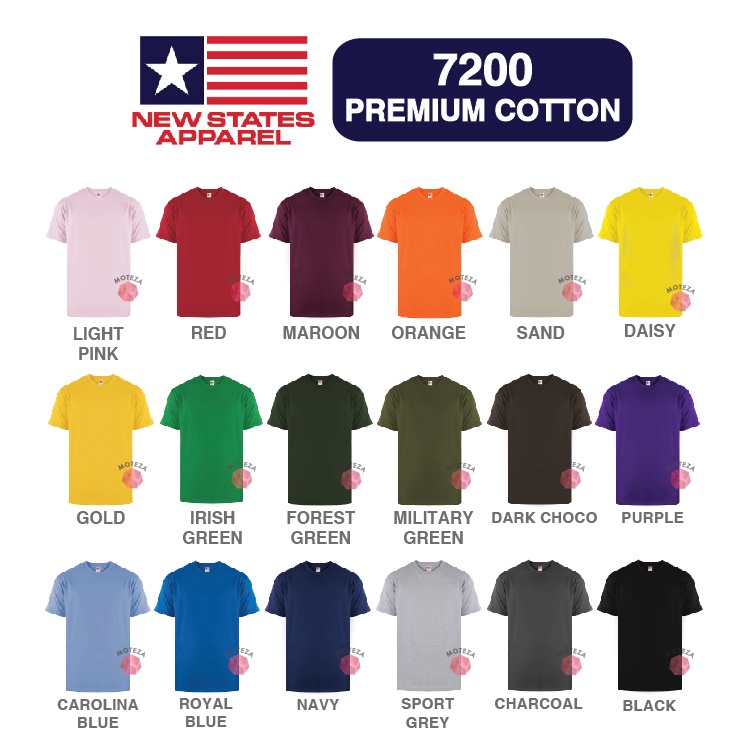 Jual Kaos NSA (New States Apparel) 7200 Premium Cotton - S M L XL XXL ...