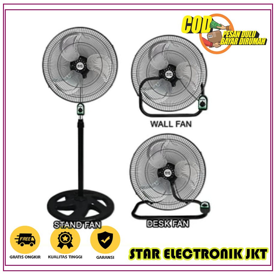 Jual Kipas Angin Tornado Besi Sonus 3in1 18 Inch (Berdiri,Duduk,Tembok ...