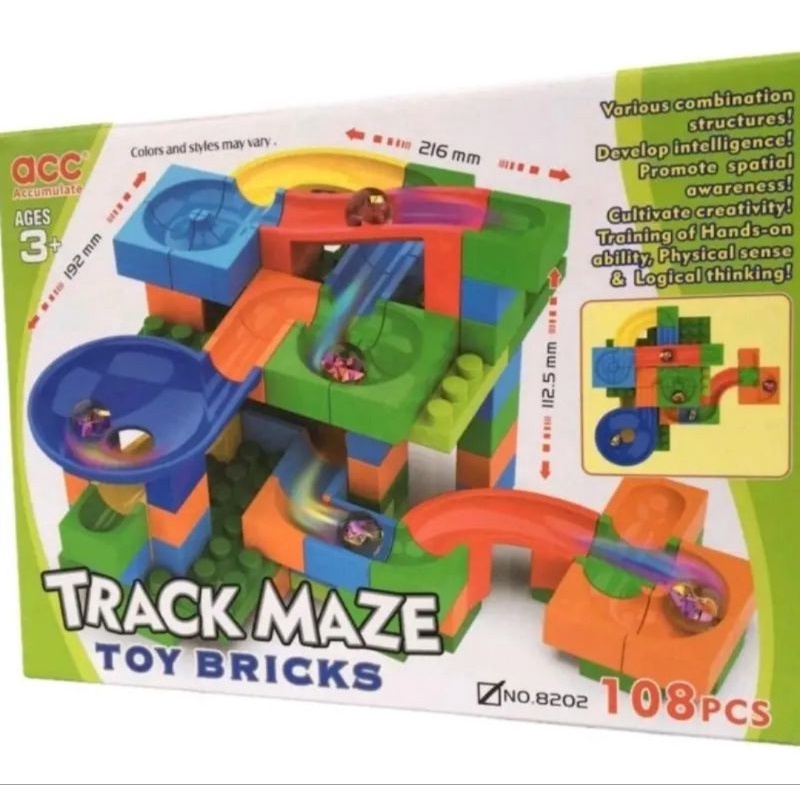 Jual Brick building Block marble race run balok susun Track slide ...