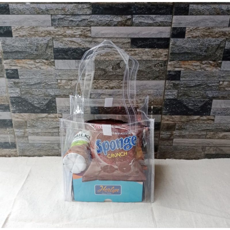 Jual Tas mika snack box transparan/ tas snack ulang tahun anak bening ...