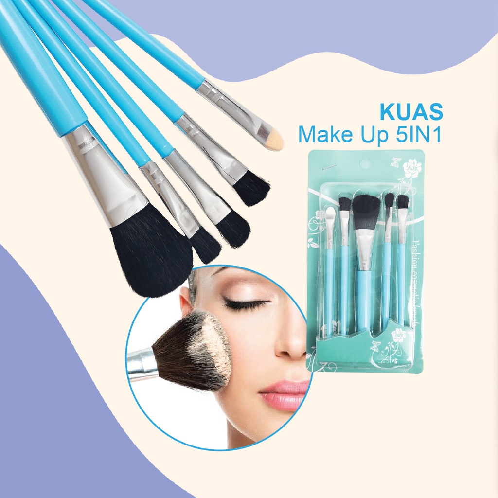 Jual Kuas Make Up Set 5 IN 1 Mini Travel / Paket Kuas Make Up Brush Eye ...