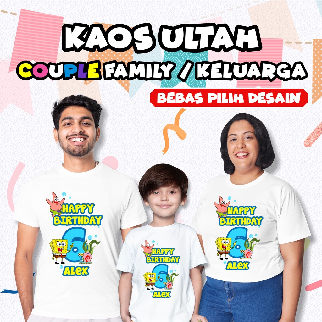 Jual kaos Ulang Tahun Couple Family / Ultah Keluarga Free Nama Anak ...