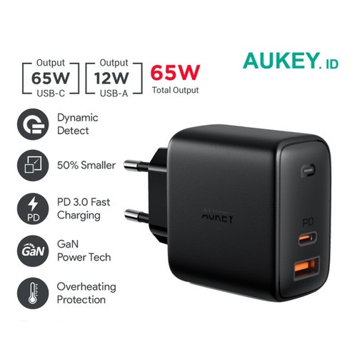 Jual Aukey Charger PA-B3 OMNIA Mix 65W 2 Port PD Fast Charging Resmi ...