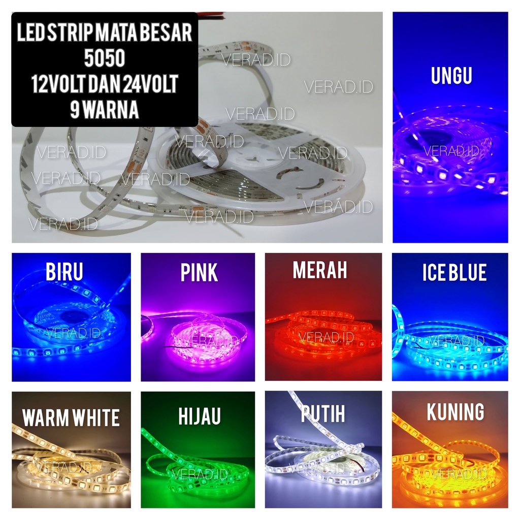 Jual LED STRIP 5050 MATA BESAR 12VOLT 24VOLT DEKORASI MOBIL MOTOR TRUK ...