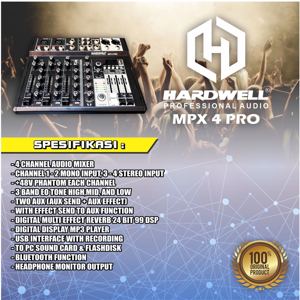 Jual MIXER MINI HARDWELL MPX 4 PRO ORIGINAL (4CHANNEL MINI MIXER ...