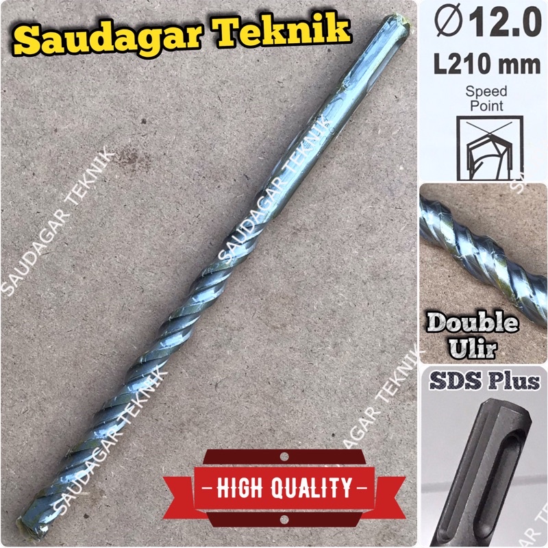 Jual SDS Plus 12mm X 210mm Mata Bor Beton Tembok SDS + 12 mm Panjang ...