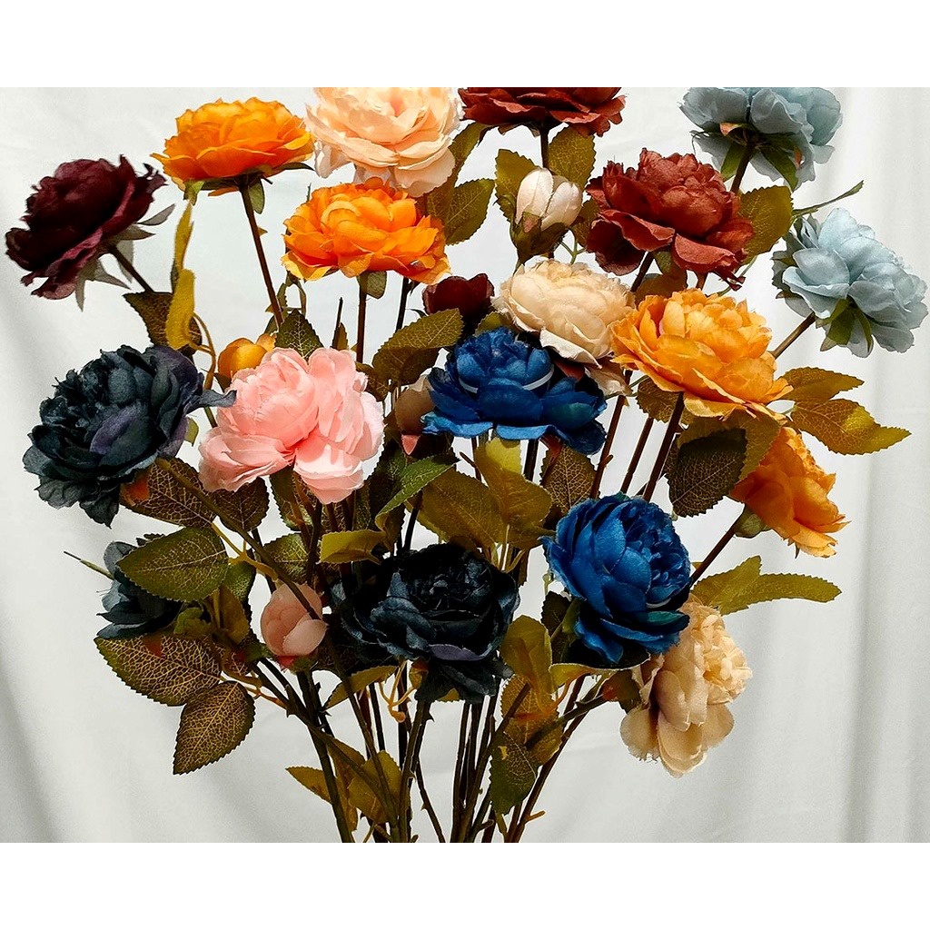 Jual 3 Kuntum Peony 8 cm Tinggi 65 cm Autumn Kain Artificial Flower ...