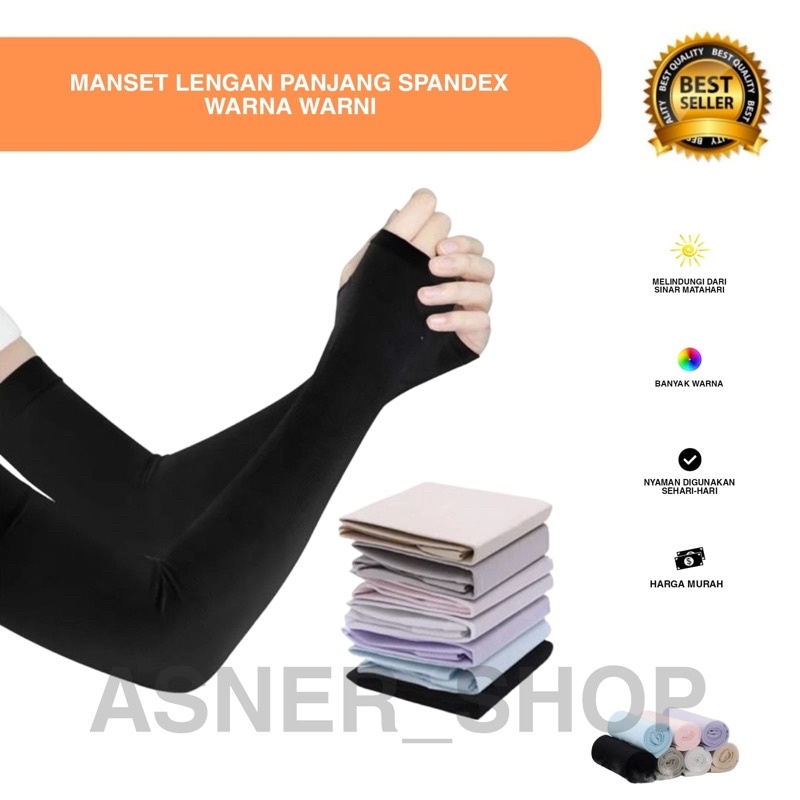 Jual Manset Menset Lengan panjang arm sleeve Spandek sarung tangan Handsock Polos pria wanita ...