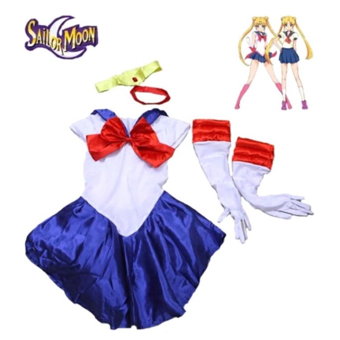 Jual KOSTUM SAILOR MOON Baju Cosplay Halloween Karakter Anak - Putih ...
