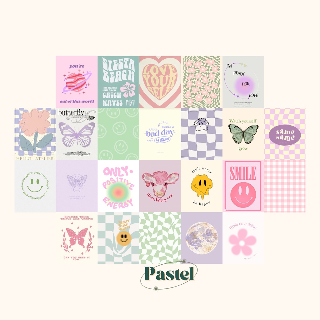 Jual 30Pcs Walldecor ala korea Pastel / Hiasan dinding ala korea ...