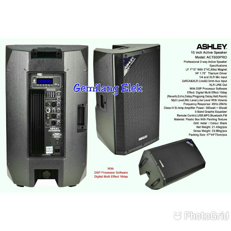 Jual Speaker Aktif ASHLEY ACT 600 PRO/ ACT600PRO Original Garansi ...