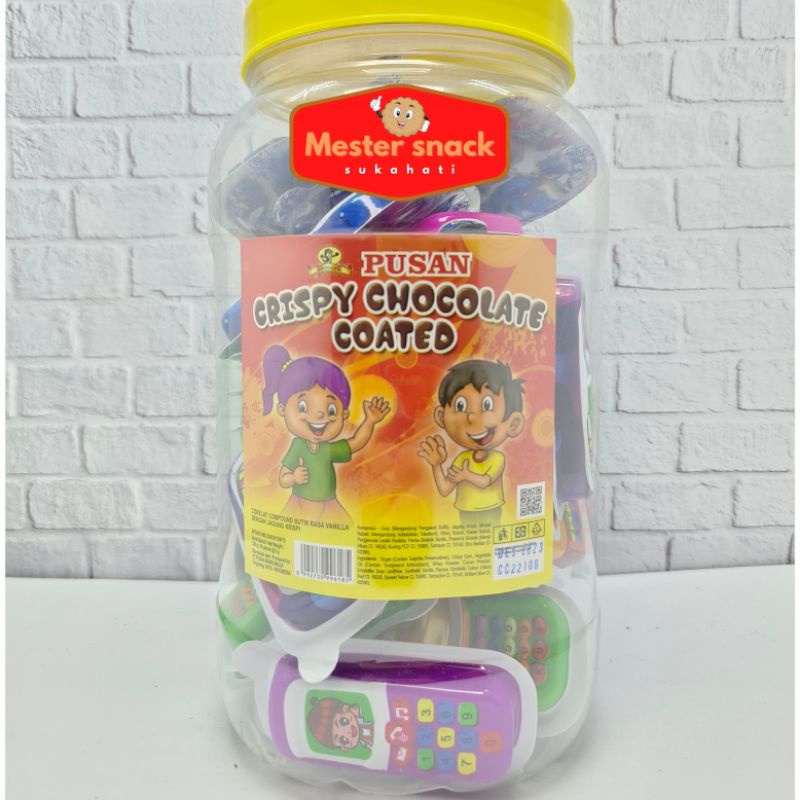 Jual Pusan Crispy Chocolate Toples (bentuk HP) isi 40 pcs | Shopee ...