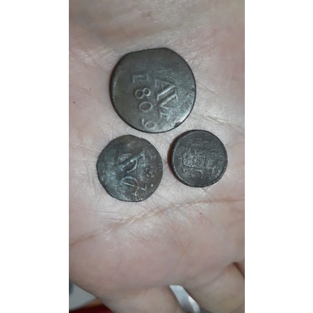 Jual Koin java ln 1806 koin 1/10 g timah koin 1/2 duit holland temuan ...
