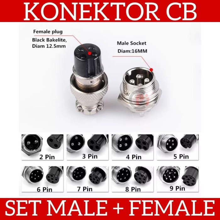 Jual Set Male Female Jack Konektor CB Aviation Connector 2 3 4 5 6 8 ...