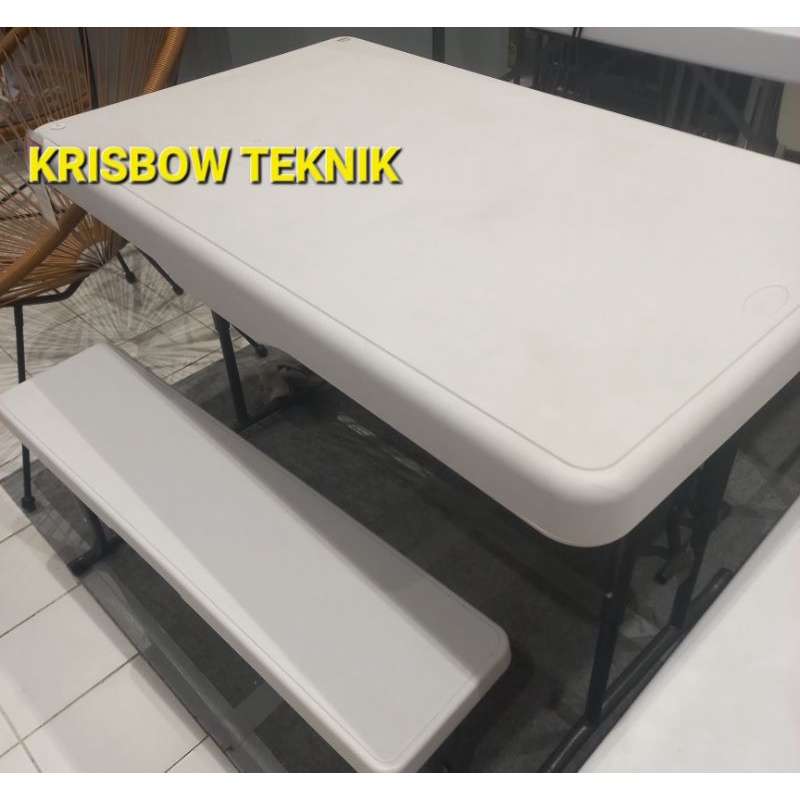 Jual Set Meja & Bangku Bench Lipat Krisbow- Putih | Shopee Indonesia
