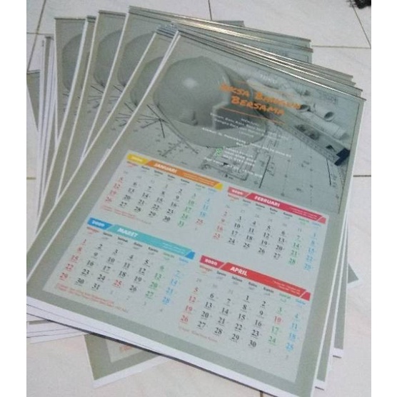 Jual Cetak Kalender Dinding Custom 2025 jilid Klem Besi isi 6 lembar ...