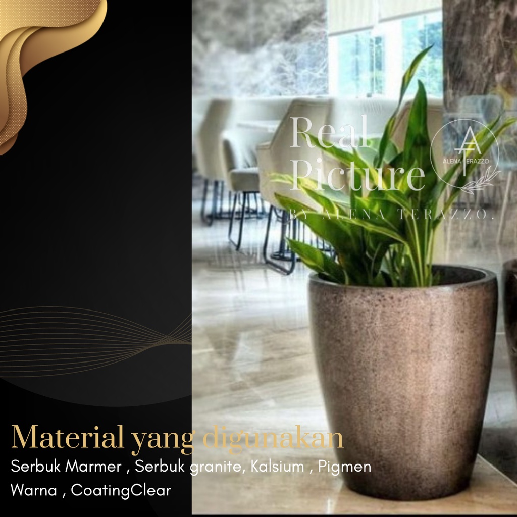 Jual ALENA TERAZZO POT TERASO TIPE GELAS TINGGI - POT TERASO PUTIH -POT ...