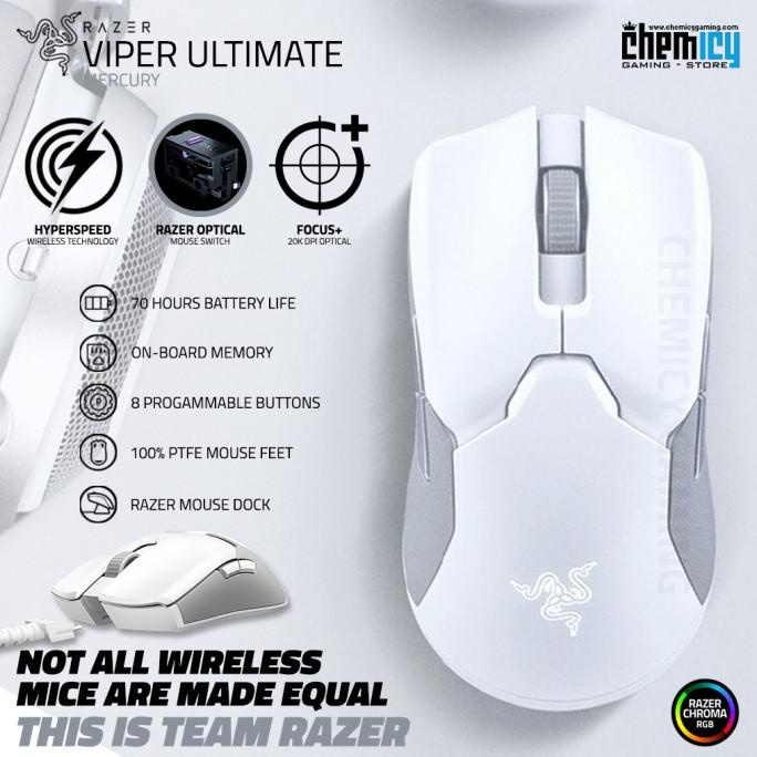 Jual Razer Viper Ultimate Mercury White Hyperspeed Wireless Gaming ...