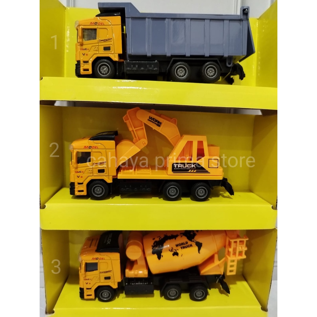 Jual MAINAN DIECAST MINIATUR MOBIL TRUK BESI SEMEN EXCAVATOR KONSTRUKSI ...