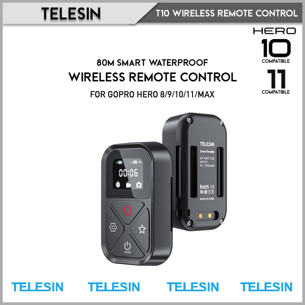 Jual Telesin Wireless Waterproof Remote 80m for GoPro Hero 12/11/10/9/8 ...