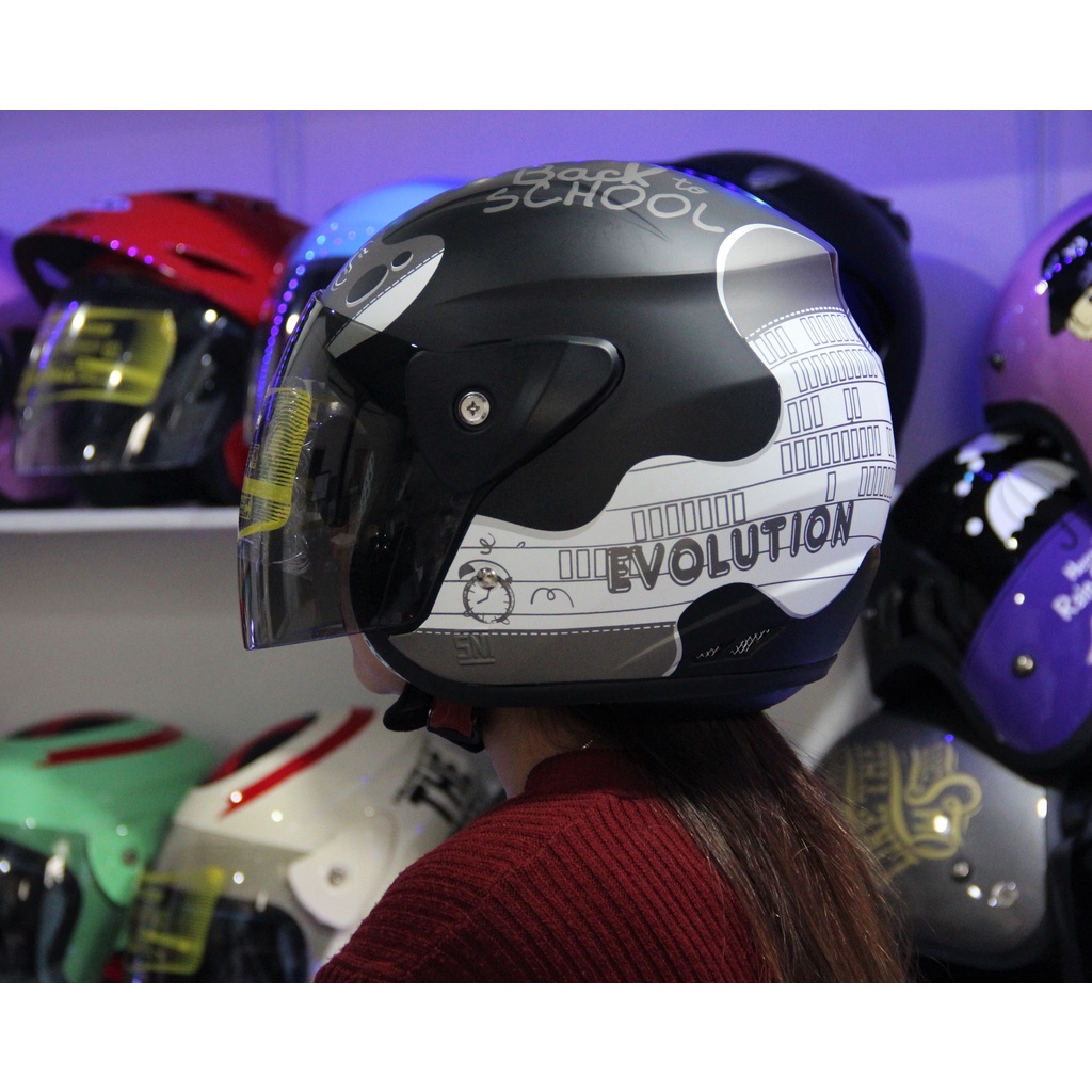 Jual HELM EVO EVOLUTION DEWASA MOTIF BACK TO SCHOL MIRIP DENGAN GM ...
