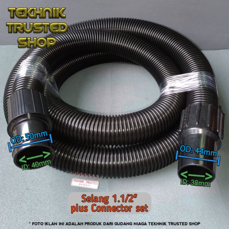 Jual Selang vacuum cleaner ID 40mm size 1.1/2" x 2,5m plus konektor set ...