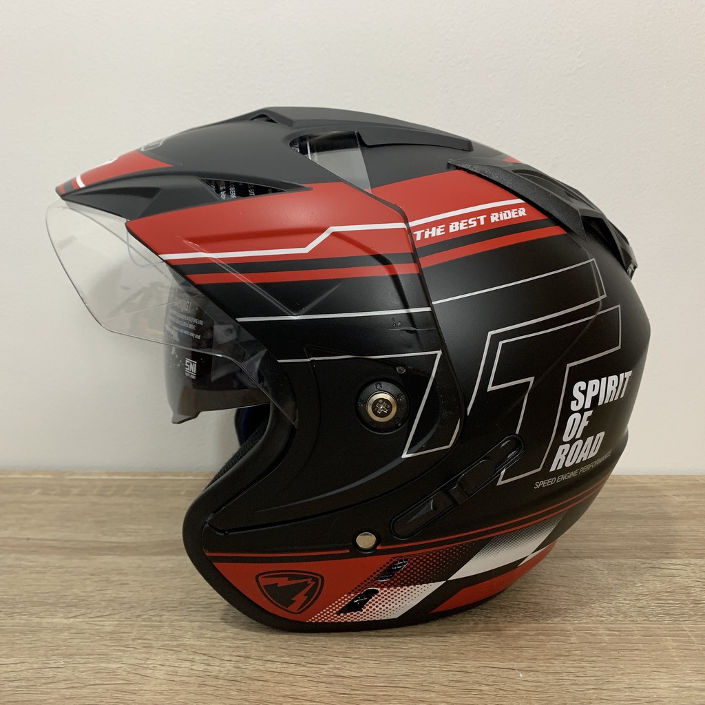 Jual Helm JP7 Monster R9 Hitam Merah Doff Helm Dua Kaca - Double Visor ...