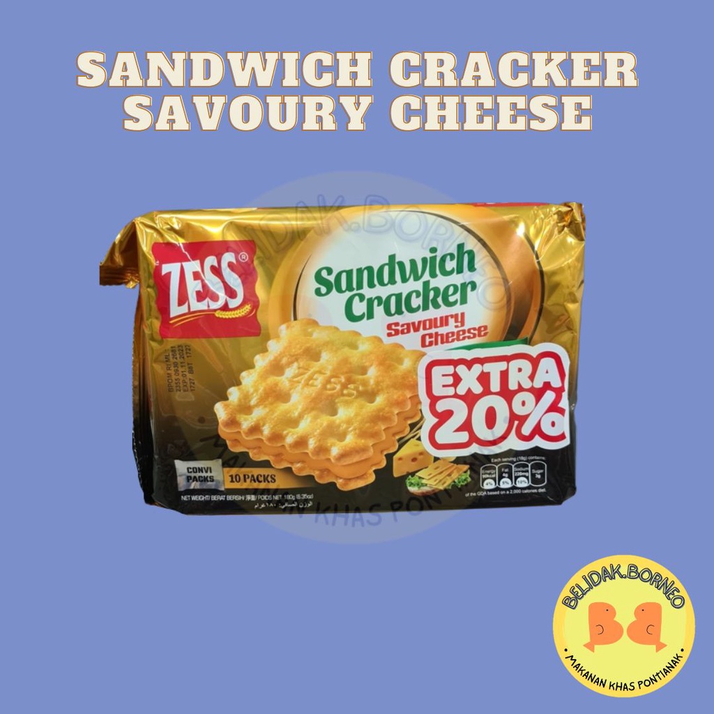 Jual Sandwich Cracker Savoury Cheese Kraker Malasyia Cap Zess 180 gr ...