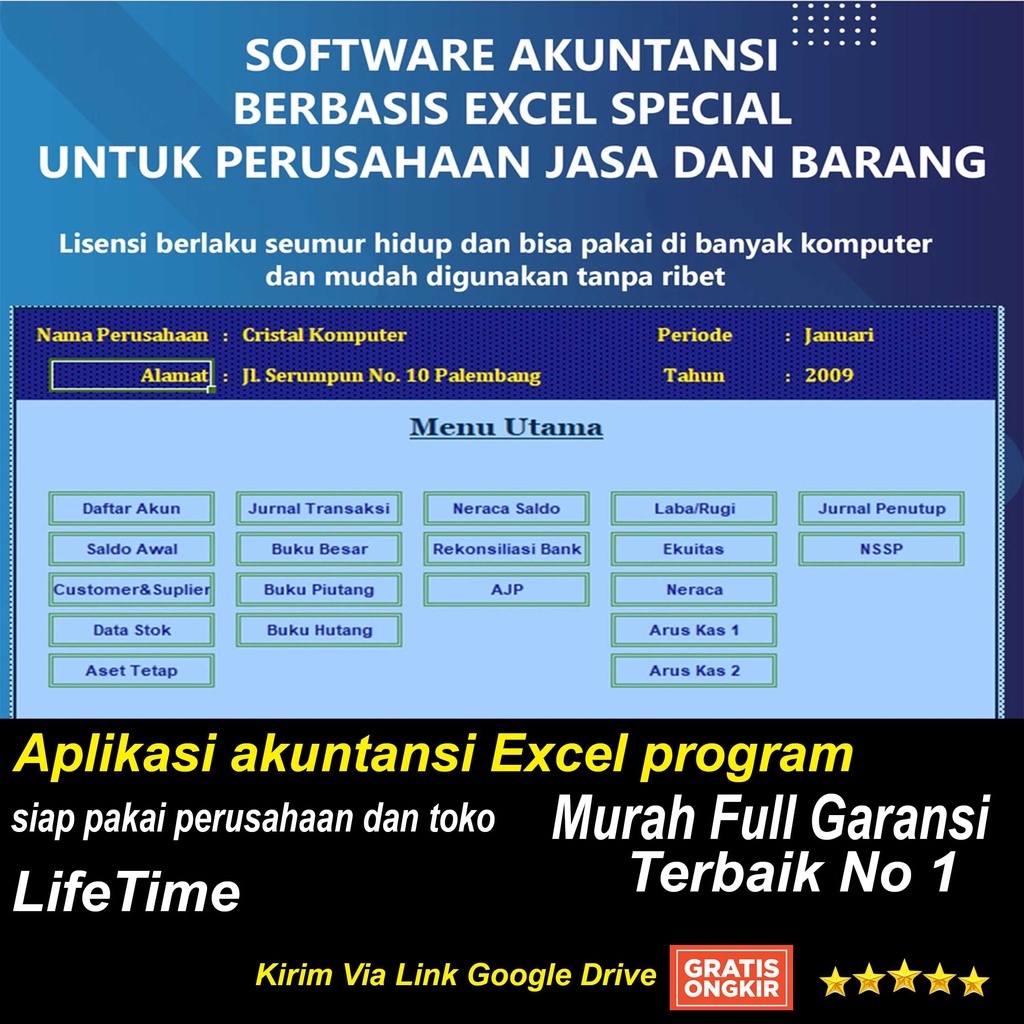 Jual Aplikasi akuntansi Excel program siap pakai perusahaan dan toko ...