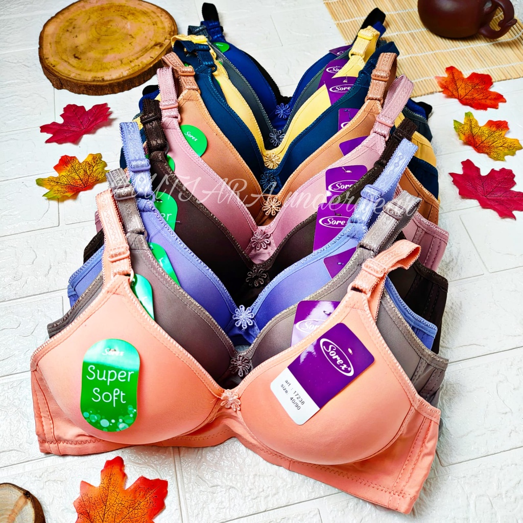 Jual Bra Tanpa Kawat SOREX 17238 Katun Kait 2 Size 34-40 Cup A-B / Bra ...